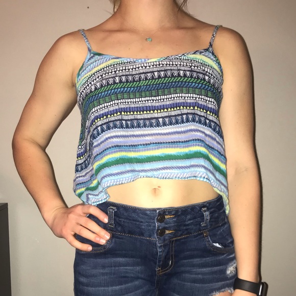 Mimi Chica | Tops | Multicolor Summer Crop Top With Spaghetti Straps ...